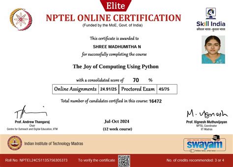 shree madhumitha n on linkedin python coding nptel learningjourney