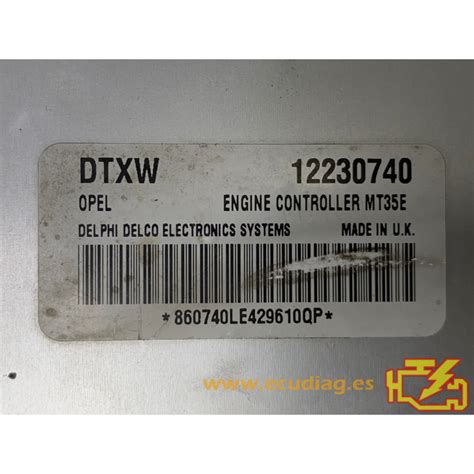 Ecu Motor Delphi Delco Mt35e Opel Astra H 1 6i 77kw 105cv 12230740 Dtxw Con Pin Code