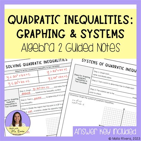 Solving Quadratic Inequalities And Systems By Graphing Guided Notes For