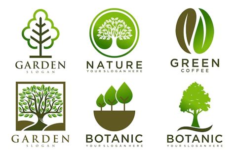 Premium Vector Tree Logo Icon Set Design Garden Plant Natural Symbols