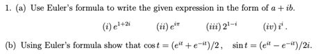 solved 1 a use euler s formula to write the given