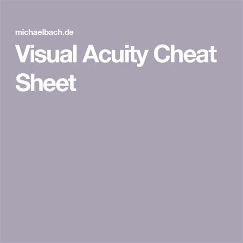 Visual Acuity Cheat Sheet Cheating Contrast Sensitivity Event