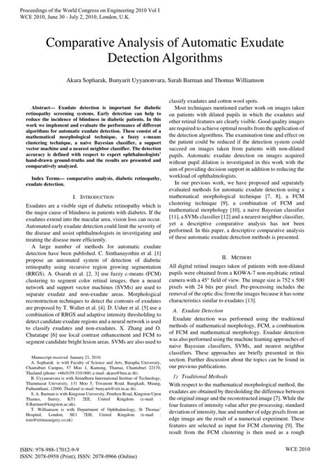 Pdf Comparative Analysis Of Automatic Exudate Detection Algorithms
