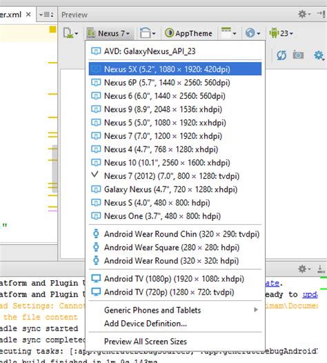 Android Studio Tutorial Preview Different Screen Size Devices