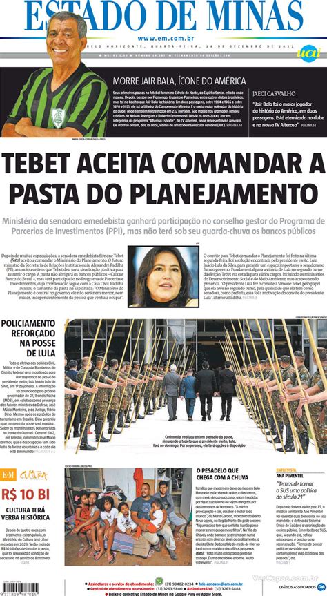 Capa Estado De Minas Quinta 10 De Novembro De 2022