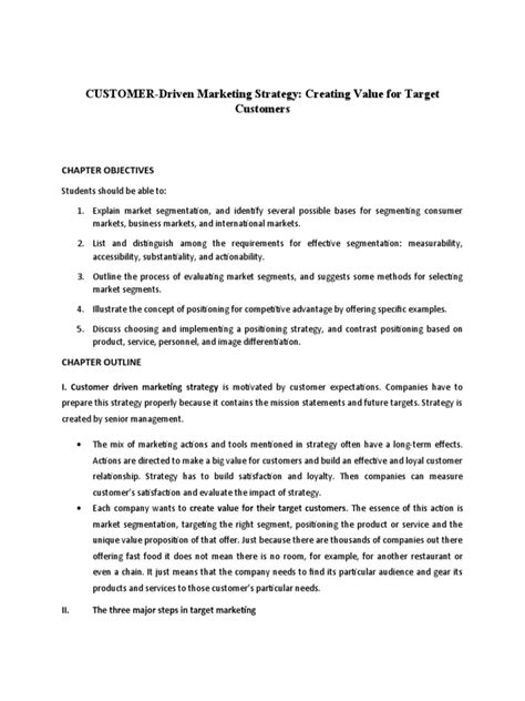 Customer Driven Marketing Strategy Written Report Pdf Market