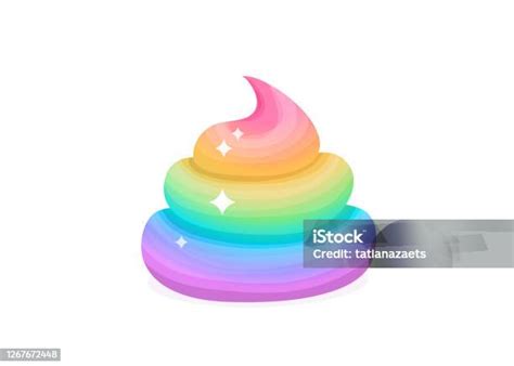 유니콘 무지개 똥 벡터 일러스트레이션 흰색 배경에 고립 된 플랫 만화 스타일의 빛나는 효과와 요정 만화 똥 재미있는 배설 예술 배설물에 대한 스톡 벡터 아트 및 기타 이미지