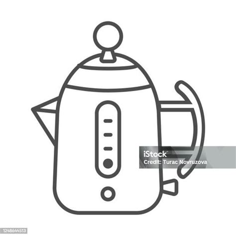 현대 전기 주전자 얇은 라인 아이콘 현대 주방 용품 개념 흰색 배경에 찻주전자 기호 모바일 웹 디자인을위한 윤곽 스타일 주방 주전자 아이콘 벡터 그래픽 0명에 대한 스톡