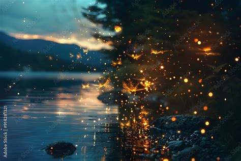 firefly fireflies with particle and glowing effect in nighttime scenes