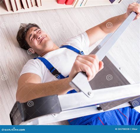 Unsafe Behavior Concept With Falling Worker Stock Photo Image Of Fall Danger