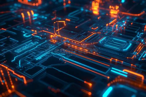 Abstract Visualization Of A Quantum Computing Network Featuring