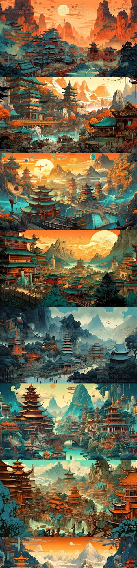 Ai古风场景素材 中式唯美国风场景概念设定 游戏背景插画设计资源 花瓣网