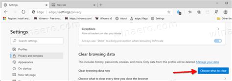 clear browsing data in microsoft edge