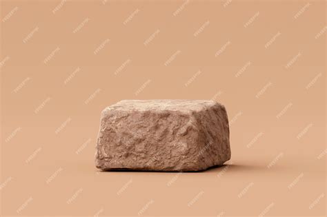 3d 배경의 갈색 석재 제품 연단 디스플레이 무대 아름다움 천연 프리젠테이션 코스메틱 록 스탠드 플랫폼 모형 또는 최소한의 거친 베이지색 대리석 쇼 받침대 자연 광고 개념