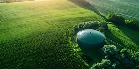 Premium Photo Aerial View Of Green Biogas Storage Tank In Farm Fields