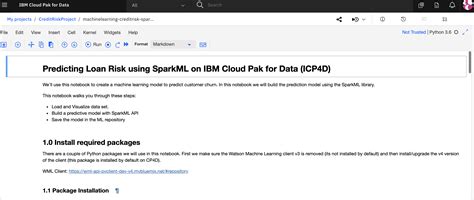 Machine Learning With Jupyter Cloud Pak For Data Credit Risk Workshop