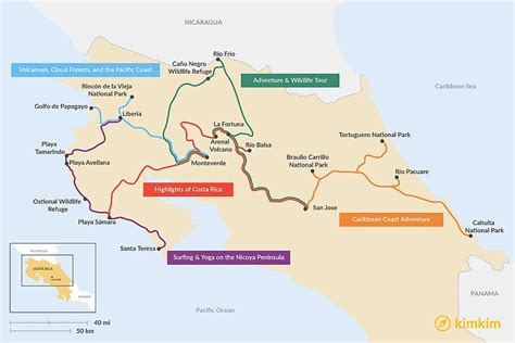 Map Of 10 Days In Costa Rica 5 Unique Itineraries