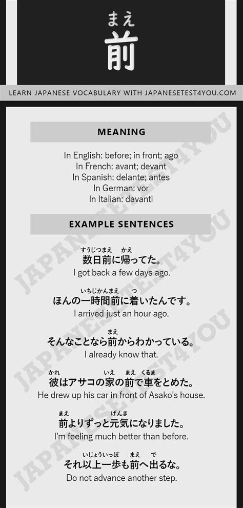 Learn Jlpt N5 Vocabulary 前 Mae