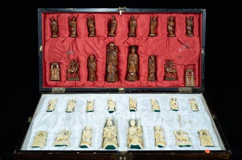 Sold At Auction Set Of High Quality Hand Carved Ivory Chess Set