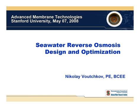 Seawater Reverse Osmosis Design And Optimization Aquaenergy Expo