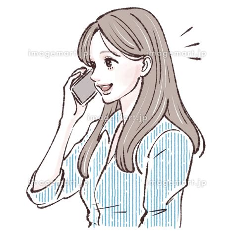 電話をする女性 電話をかける女性 女の子 スマホ スマートフォン 通話 問い合わせのイラスト素材 217912820 イメージマート