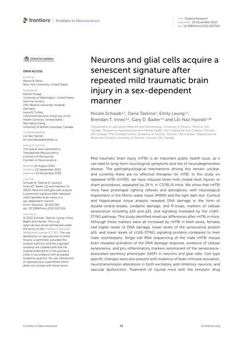 Pdf Neurons And Glial Cells Acquire A Senescent Signature After