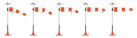 Windsock In Different Positions Wind Direction Indicator Diagram For Determining Strength Of