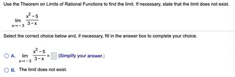 Solved Use The Theorem On Limits Of Rational Functions To Chegg Com