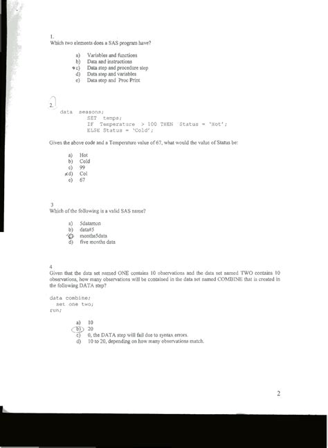 Midterm Exam Solutions Sas Base Programming Pstat 130 Docsity