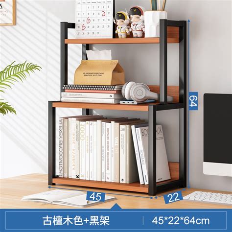 優惠w8書架桌面收納置物架簡易桌上鐵藝架子學生小型辦公室書桌旁小書柜 蝦皮購物