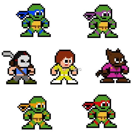 8 Bit Tmnt Sticker Set By 8 Bit Hero Redbubble In 2025 Pixel Art Pattern Sticker Set Pixel Art