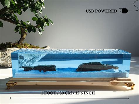 Titanic Wreckage Epoxy Resin Lamp Sunken Titanic Diorama Christmas