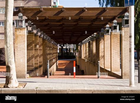 Pergola Covered Walkway With Brick Columns Architectural Detail