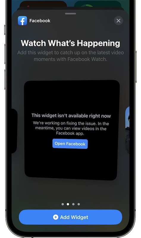 facebook widget missing from home screen in ios 16 fix