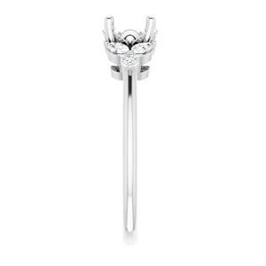 Trillium Diamond Mount Ring 14k White Gold Minimalist Semi Mount Ring