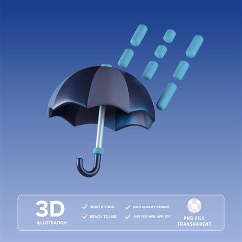 Premium Psd Psd Umbrella Rain 3d Illustration