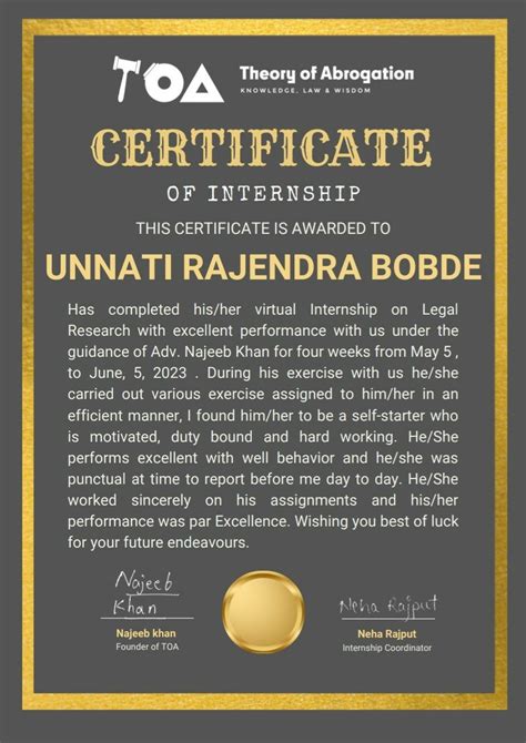 Adv Unnati Bobde On Linkedin Research Internship Gratitude Experience Legalresearch