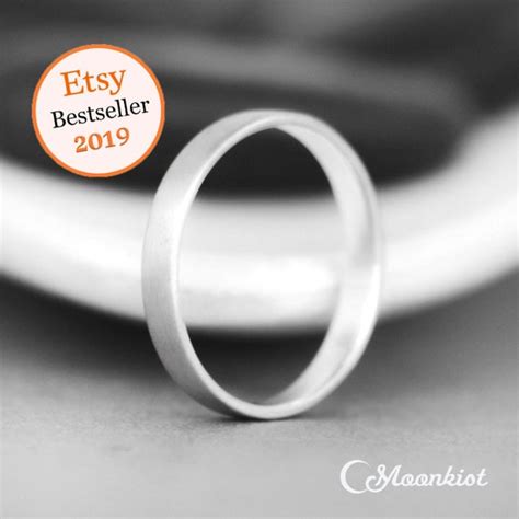 Simple Silver Wedding Band Sterling Silver Plain Band Matte Etsy
