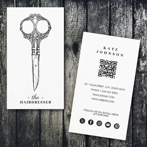 Retro Hairdresser Barber Beauty Salon Qr Code Business Card Zazzle