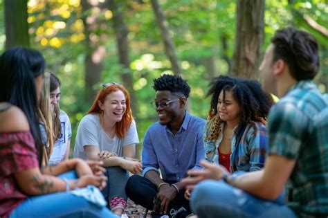 A Group Of Young Individuals Sitting Closely Together Engaging In A Lively Discussion A Group Of