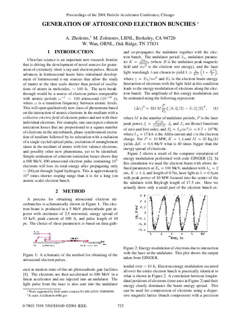 Pdf Generation Of Attosecond Electron Bunches A Zholents