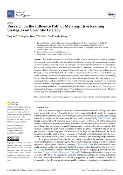 Pdf Research On The Influence Path Of Metacognitive Reading