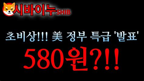 시바이누 충격 초비상 美 정부의 역대급 특보 580원이요 Youtube