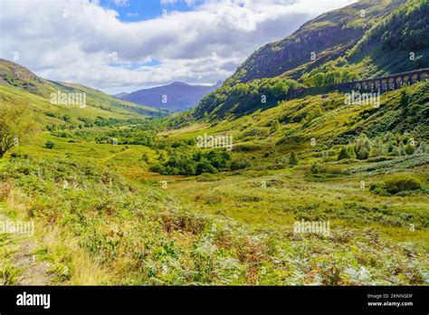 View Of Glen Ogle Landscape And Viaduct Old Train Bridge In Loch