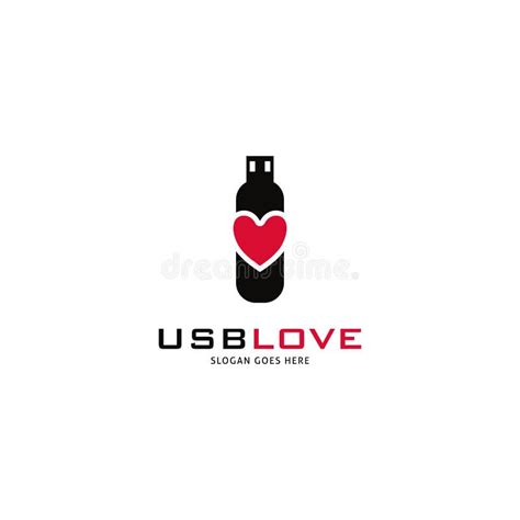Love Usb Flash Disk Icon Vector Logo Template Illustration Design Stock