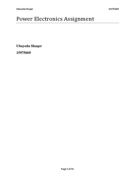 Power Electronics Assignment Pdf Rectifier Power Electronics