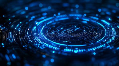 Digital Technology Background Featuring Circular Pattern Of Glowing Blue Lines And Nodes