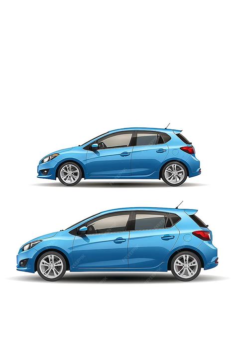 Blue Hatchback Car Isolated On White Vector Premium Ai Generated Image