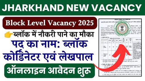 Jharkhand Block Coordinator Vacancy 2025 झारखण्ड में ब्लॉक स्तर पर