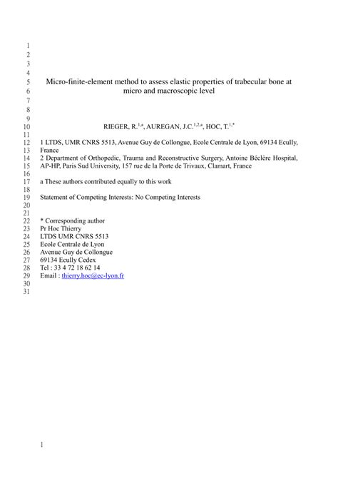 Pdf Micro Finite Element Method To Assess Elastic Properties Of Trabecular Bone At Micro And